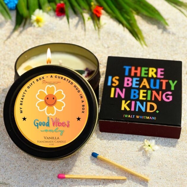 Good Vibes Only Scented Handmade Candle 4 oz & Matches Gift Set - My ...